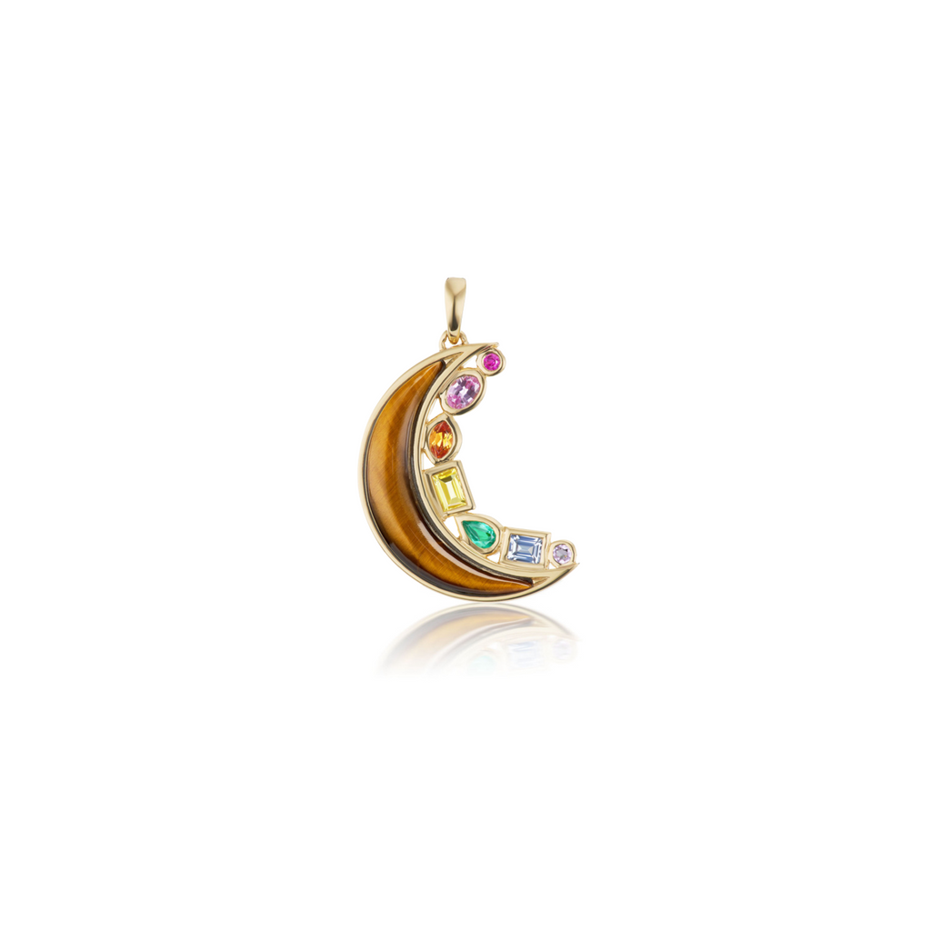 Mini Crescent Moon Inlay Pendant – Sorellina