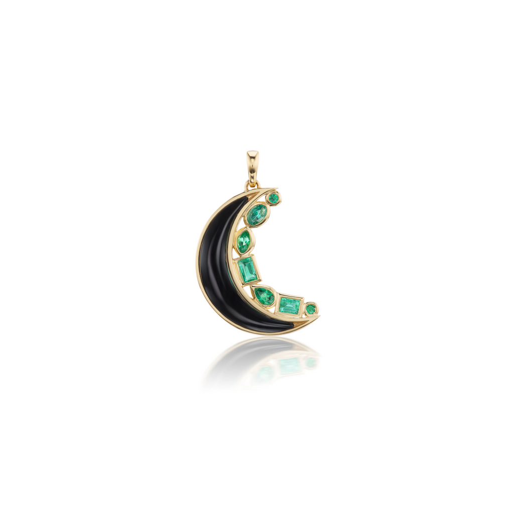 Mini Crescent Moon Inlay Pendant – Sorellina