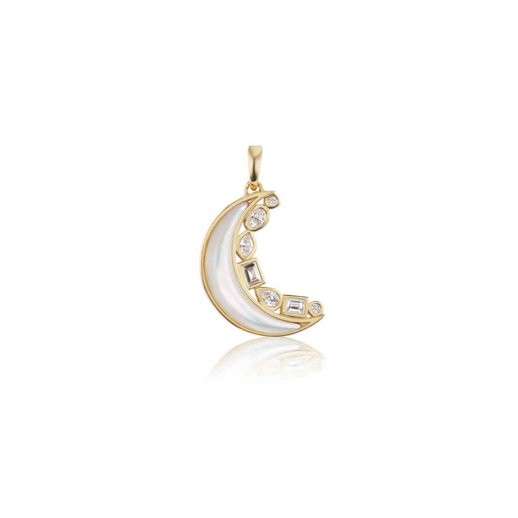 Mini Crescent Moon Inlay Pendant – Sorellina