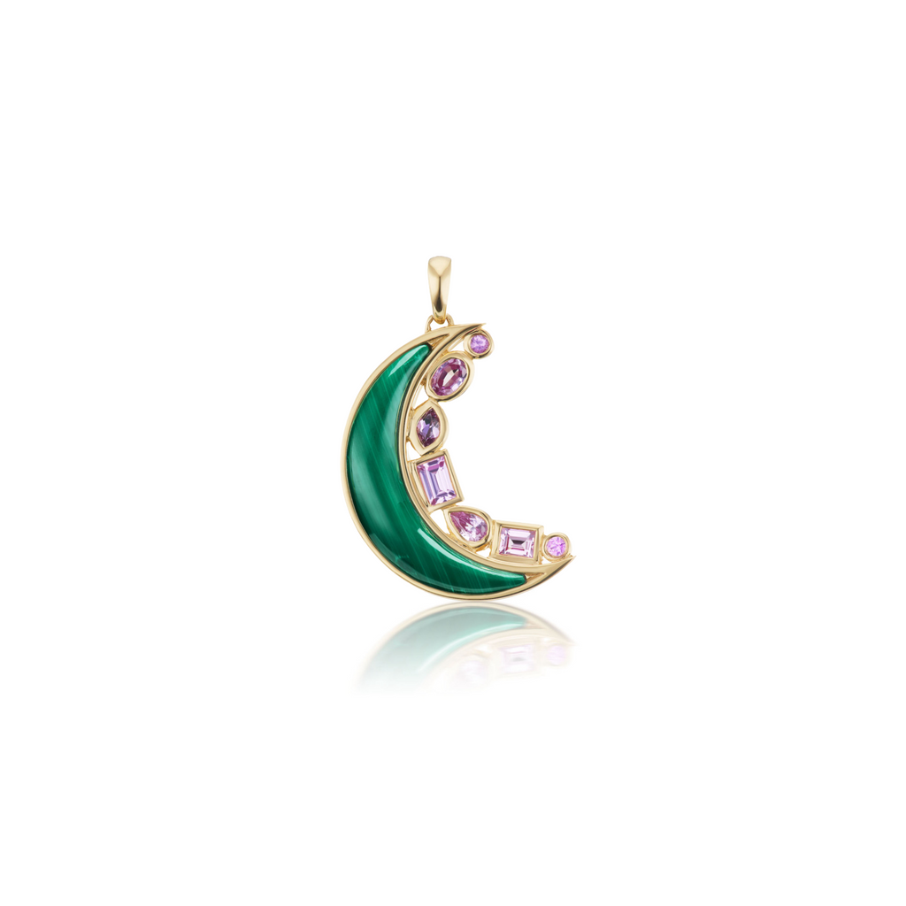 Mini Crescent Moon Inlay Pendant – Sorellina