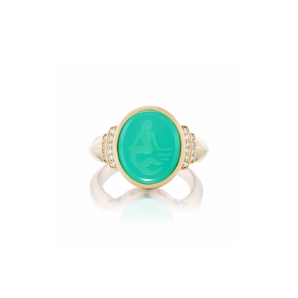 Intaglio Mermaid Motif Signet Ring – Sorellina